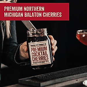 Traverse City Whiskey Co. Premium Cocktail Cherries | Cocktails & Desserts | All American, Natural, Certified Kosher, Stemless, Slow-Cooked Garnish for Old Fashioned, Ice Cream Sundaes & More