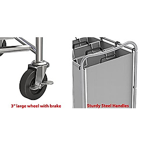 SimpleHouseware Heavy-Duty 3-Bag Laundry Sorter Cart, Silver