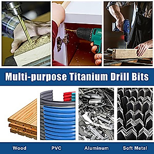 COMOWARE Titanium Impact Drill Bit Set - 30 Pcs Hex Shank HSS, Quick Change Design, 1/16"-1/2"