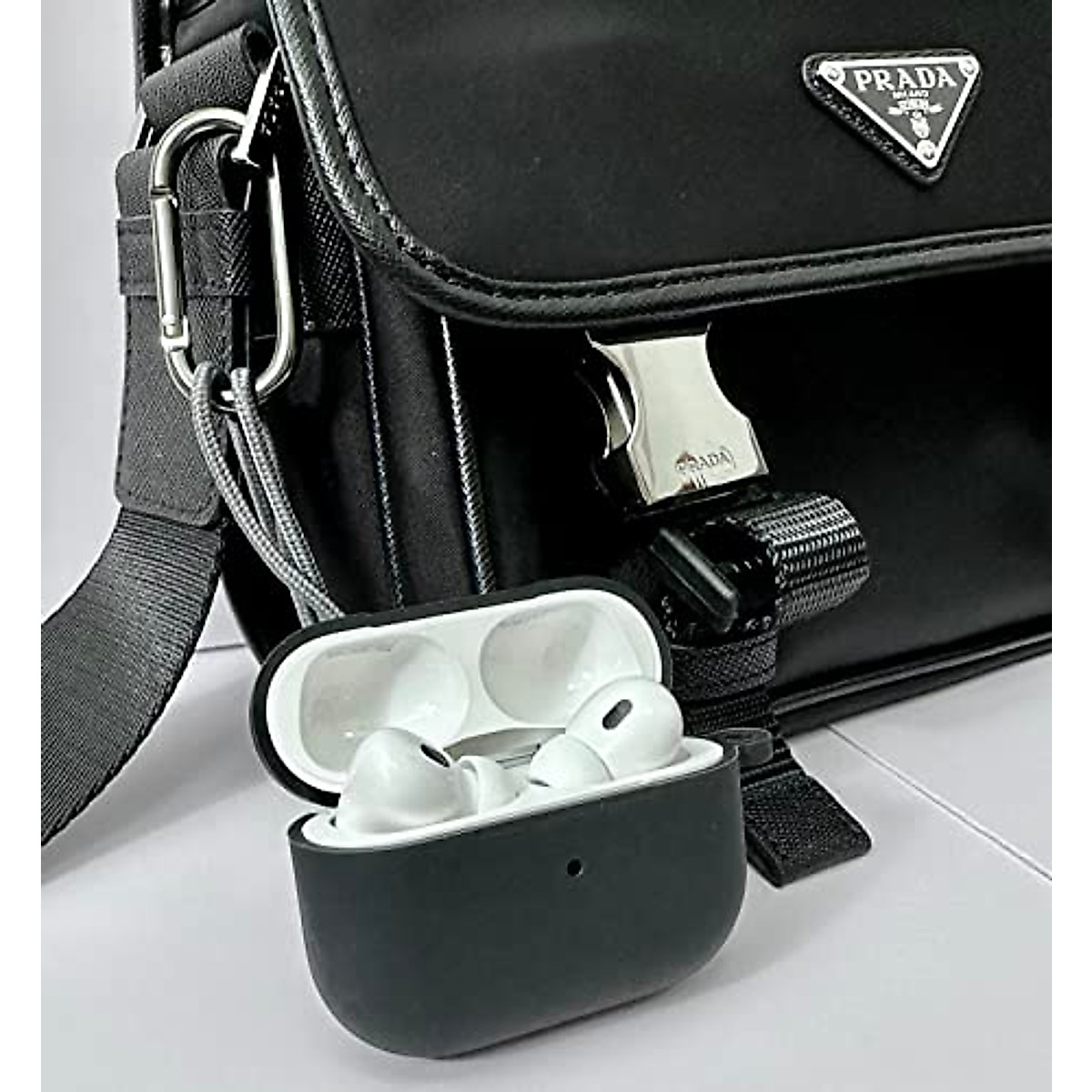 AirPods Pro 2 Case [Front LED Visible][Compatible with Magsafe and Wireless Charging] Shock Proof Protective Cover for Apple AirPods Pro 2nd Generation Case 2022 Released (Case Black+ Lanyard Gray)