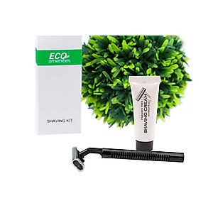 ECO Amenities Smooth Shave Disposable Razor with Cream, Individually Wrapped Paper Boxes, 100 Sets Per Case
