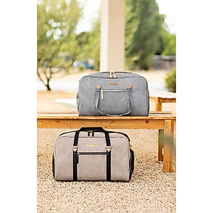 Petunia Pickle Bottom Inter-Mix Live for The Weekender Travel Bag | Travel Diaper Bag | Baby Diaper Bag | Stylish Bag and Organizer | Sophisticated Spacious for On The Go Parents – Matte Grey/Black