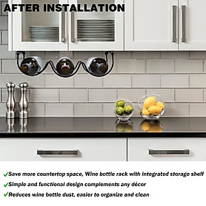 MATILODI Under Cabinet Wine Rack, Organization and Storage Rack for Bottles, Wall Mounted Liquor Bottle Holder for Kitchen Bar Decor, Metal Black (Black, 2 Pack)