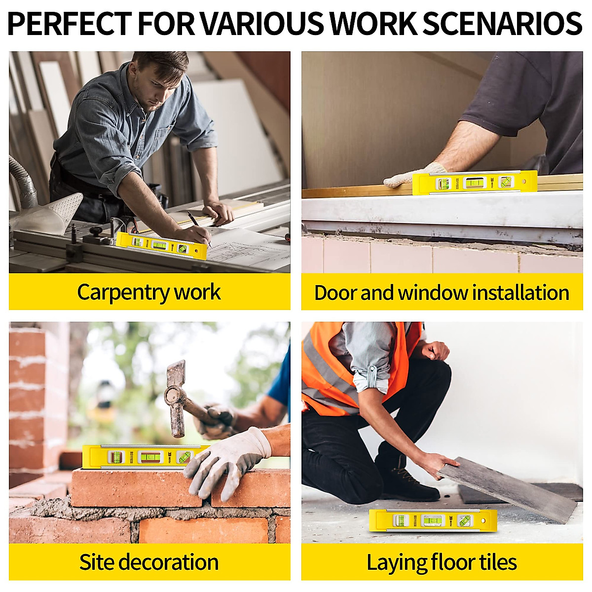 B BOSI TOOLS 9 Inch Magnetic Torpedo Level, Magnetic Box Level 45°/90°/180° Bubbles, Small Level Tool for Measuring