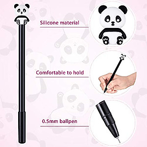 Zonon 20 Pcs Cute Panda Pens Animal Gel Ink Pens Cartoon Panda Writing Pens, 0.5 mm Kawaii Black Ink Pens for School Office Home Student Kids Present