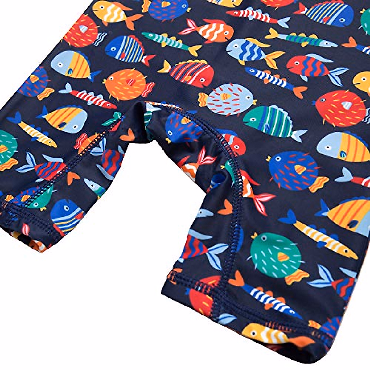 upandfast Baby Boy Swimsuit One-Piece Rash Guard Infant Sun Protection Swimwear (6-9 Months, Colorful Fish)