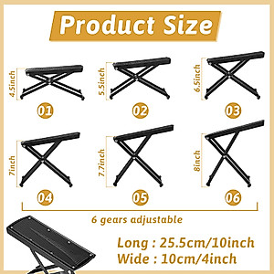 2 Pieces Guitar Foot Stool 6 Position Height Adjustable Guitar Foot Rest Adjustable Guitar Rest Step Footstool Black for Classical Guitar Player