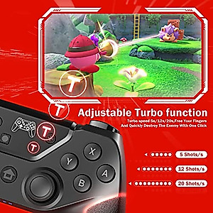 YCCTEAM Wireless Pro Controller for Switch/Lite/OLED, Switch Controller Support Adjustable Turbo Function, Switch Remote Controller Gamepad with Wake-up, Motion Control and Vibration