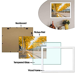 Golden State Art, Solid Wood 16x20 Wooden Picture Frame - for 16x20 Photos, 1-1/4-Inch Wide with Real Glass - Horizontal and Vertical Wall Display, Great for Engagement, Wedding, White, 1 Pack