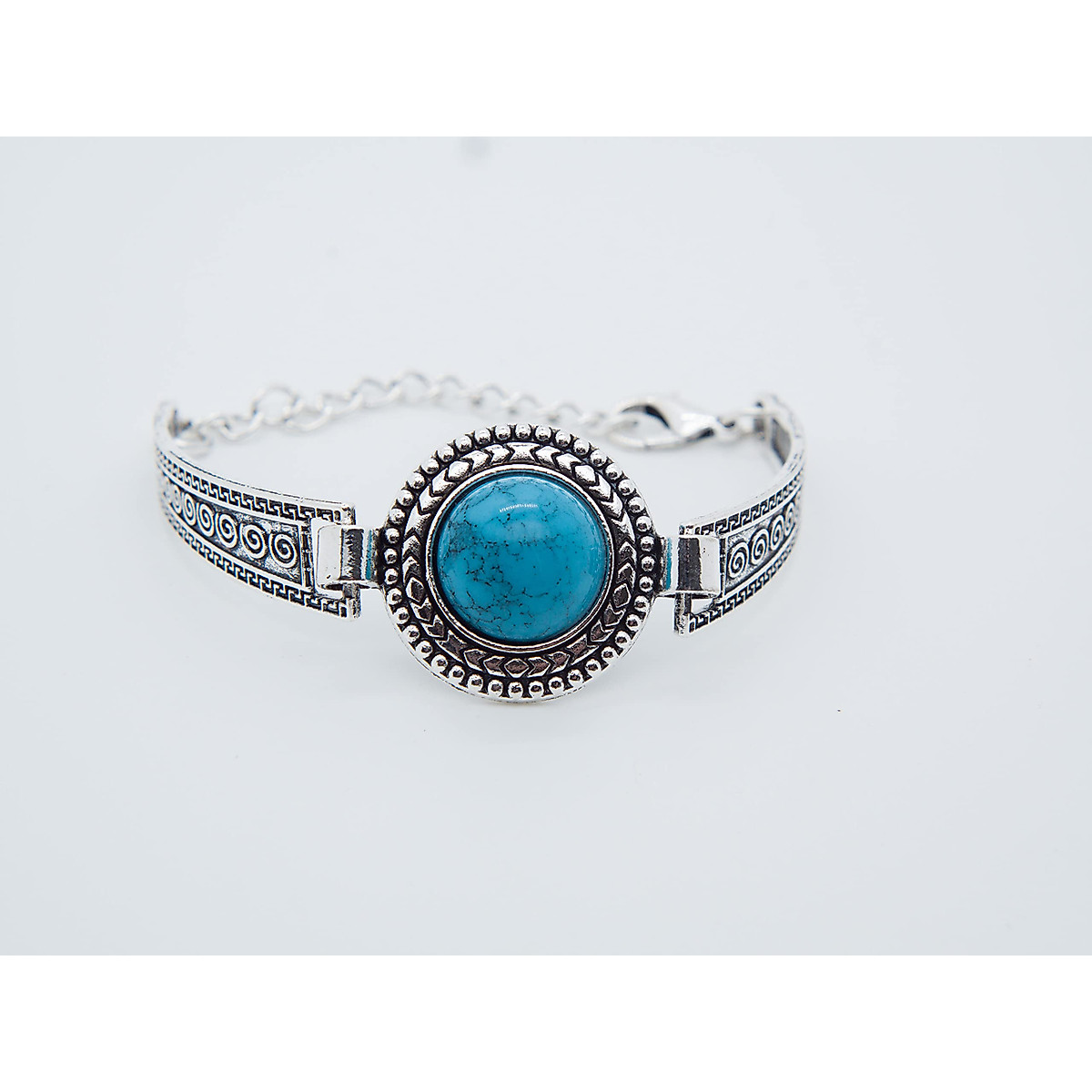 ZIVEMOT Western National Style Vintage Turquoise Bracelet Silver Turquoise Bangle Western Jewelry for Women