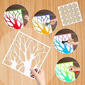 24Pcs Stencils for Painting, Reusable Geometric Painting Stencils Abstract Layering Christmas Stencil Decor for Painting on Wooden Furniture Floor Xmas Supplies