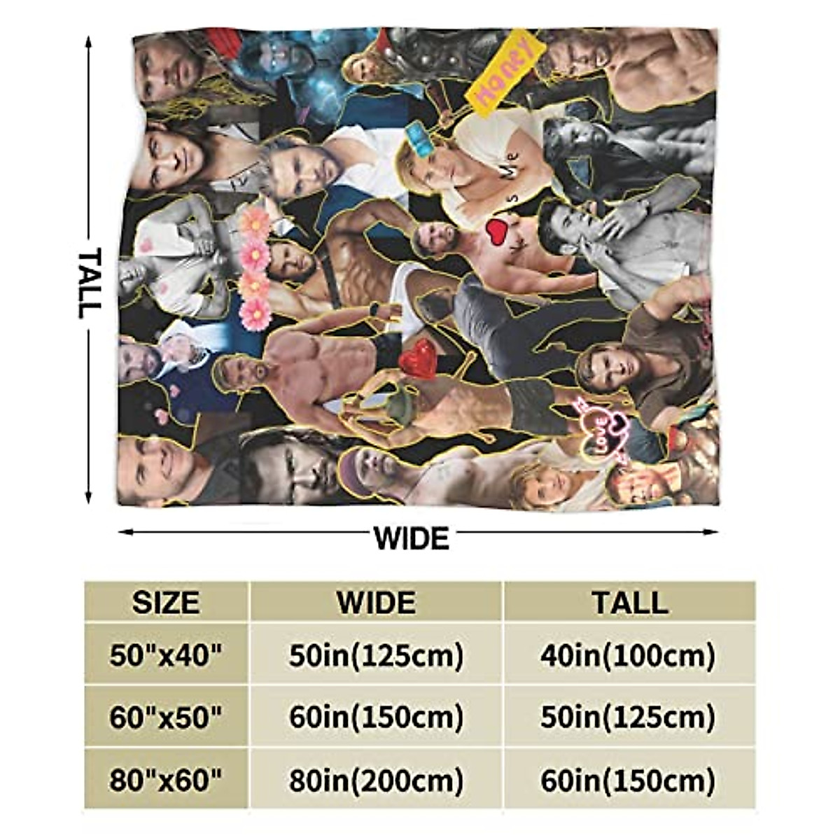 Blanket Chris Hemsworth Soft and Comfortable Warm Fleece Blanket for Sofa,Office Bed car Camp Couch Cozy Plush Throw Blankets Beach Blankets