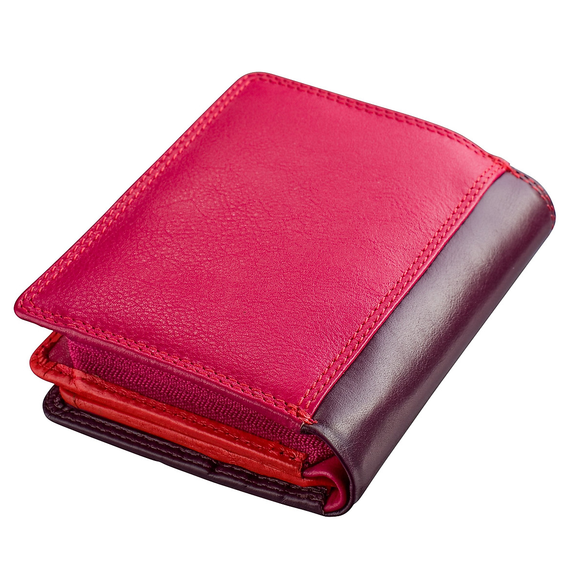 Visconti RB40 Multi Colored Small Soft Leather Ladies Wallet & Purse (Plum Multi)