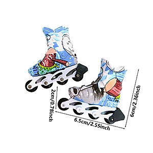 Littryee Mini Skateboard Shoes Toy, Mini Roller Skates Finger Toy, Finger Skateboards Toys, Tiny Finger Skates Shoes Toys, Funny Finger Sports Novelty Toy Gifts for Kids Boys Girls