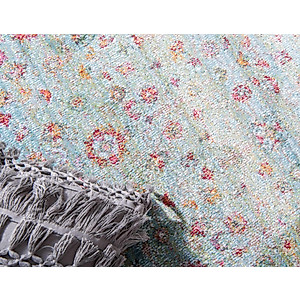 Unique Loom Baracoa Collection Bright Tones Border Vintage Traditional Area Rug, Rectangular 5' 5" x 8' 0", Blue/Pink