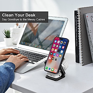 KU XIU X40 Magnetic Wireless Charger, 3 in 1 Charging Station for Apple Devices, Foldable Portable 15W Fast Charging Stand for iPhone 15 14 13 12 Pro Max & Apple Watch, AirPods (Adapter Included)