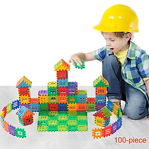 KUTOI Building Blocks – 100-piece Kids Builders Blocks Set with Storage Bag – Interlocking Building Blocks for Toddlers and Kids – Fun and Educational Toy Building Set for Skill Development
