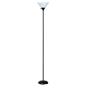 Park Madison Lighting PMF-3127-31 Contemporary Design 72-Inch High 150-Watt Incandescent Torchiere Floor Lamp, Black Finish with White Shade