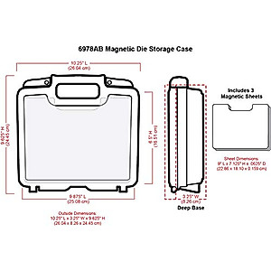 ArtBin 6978AB Magnetic Die Storage Case with 3 Magnetic Die Sheets, Portable Paper Craft & Die Organizer with Handle, Translucent