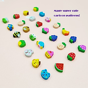 300PCS Assorted Mini Novelty Pencil Erasers for Kids,Fun Cute Bulk Fruit Animals Collection Erasers for Classroom Student Prize Homework Awards Party Gifts School Supplies