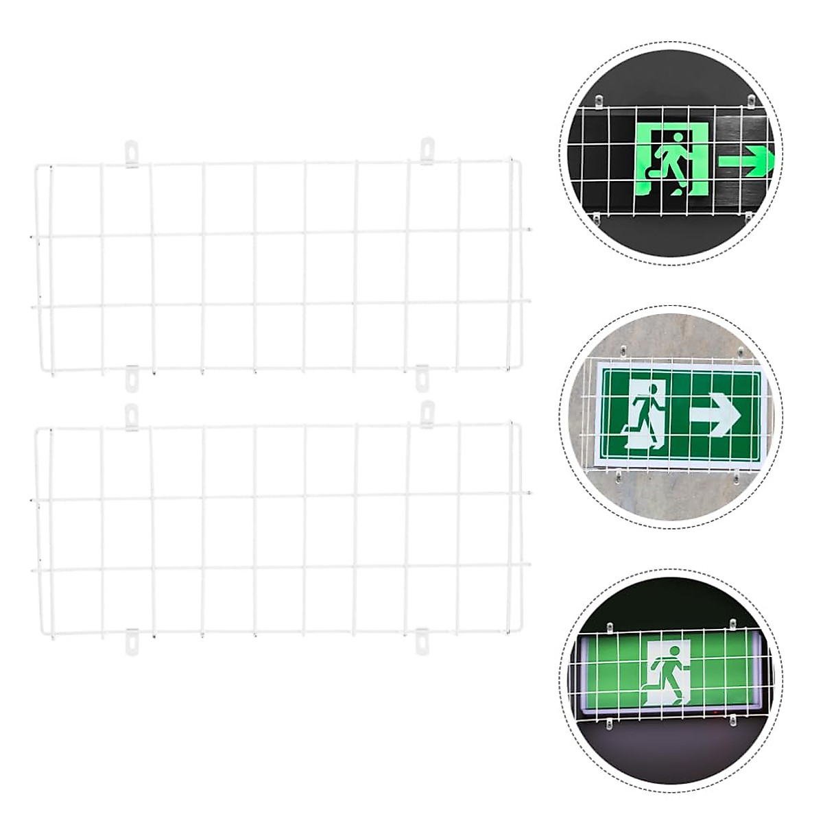 Holibanna Emergency Exit Light Wire Guard 2pcs Mount Exit Sign Damage Stopper Cage Steel Wire Guard Emergency Sign Protective Covers for School Office Gym