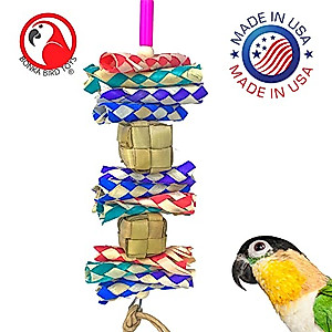 Bonka Bird Toys 3848 Duo Boxy Cube Small Medium Bird Toy Natural Palm Box Crunch Bamboo Treat Traps Forage Chew Cockatiel Parakeet Conure African Grey