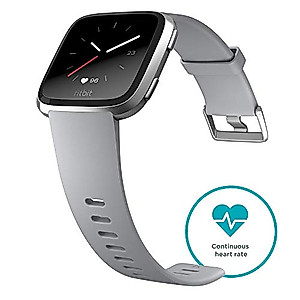 Fitbit Versa Smart Watch, Gray/Silver Aluminium, One Size (S & L Bands Included) (Renewed)