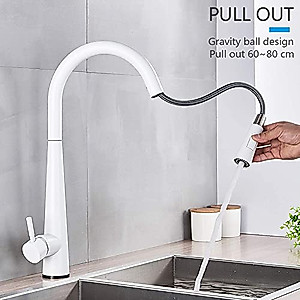 Yalsfowe White Kitchen Faucet with Pull Down Sprayer Touch On Kitchen Faucet Smart Sensor Kitchen Faucet, Modern Faucets for Kitchen Sinks Single Handle Single Hole