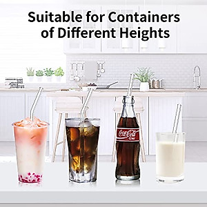 Elyum 8 Pack Reusable Glass Straws, 10'' x 10mm Clear Drinking Straws with 2 Cleaning Brushes Portable Glass Straws for Smoothies Tea Juice Wine (4 Straight + 4 Bent)