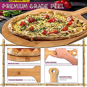Azlan's Essentials Wood Pizza Peel 16 Inch - Sustainably Sourced Wooden Bamboo Pizza Paddle with Ergonomic Handle For Baking Homemade Pizza and Bread, No Split or Cracks, Extra Large.