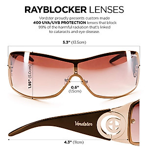 Verdster Sunglasses Womens - Oversized Sunglasses for Women – Ladies Trendy Sun Glasses Wraparound Non Polarized Sunnies – Large Y2K Shield Shades - Cosmo Brown