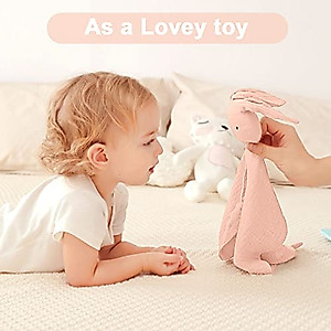 Duago Baby Security Blankets Unisex and Organic Lovey, Cotton Muslin Blanket Bunny, Baby Gifts for Boy and Girl