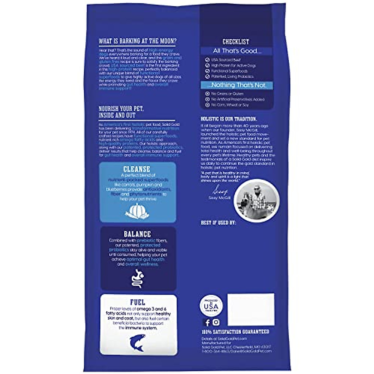 Solid Gold Grain Free Dry Dog Food for Adult & Senior Dogs - Made with Real Beef, Egg, and Pea - Barking at The Moon High Protein Dog Food for High Energy, Sensitive Stomach and Immune Support