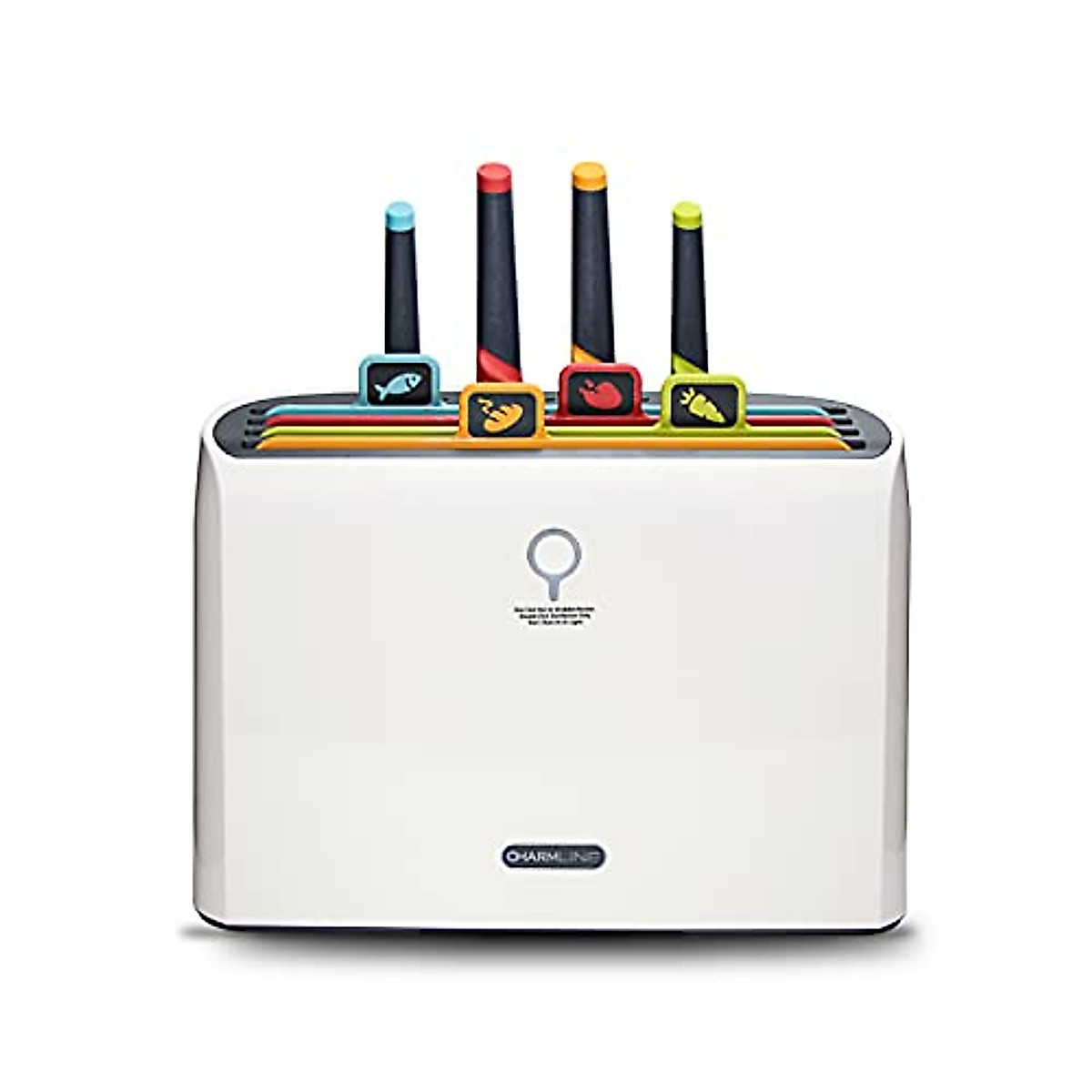 Charmline Smart Cutting Board And Knife Set With Holder, 4 Color Coded Chopping Boards, 4 Knives, Drying Holder Organizer For Kitchen, Smart Home Gadgets