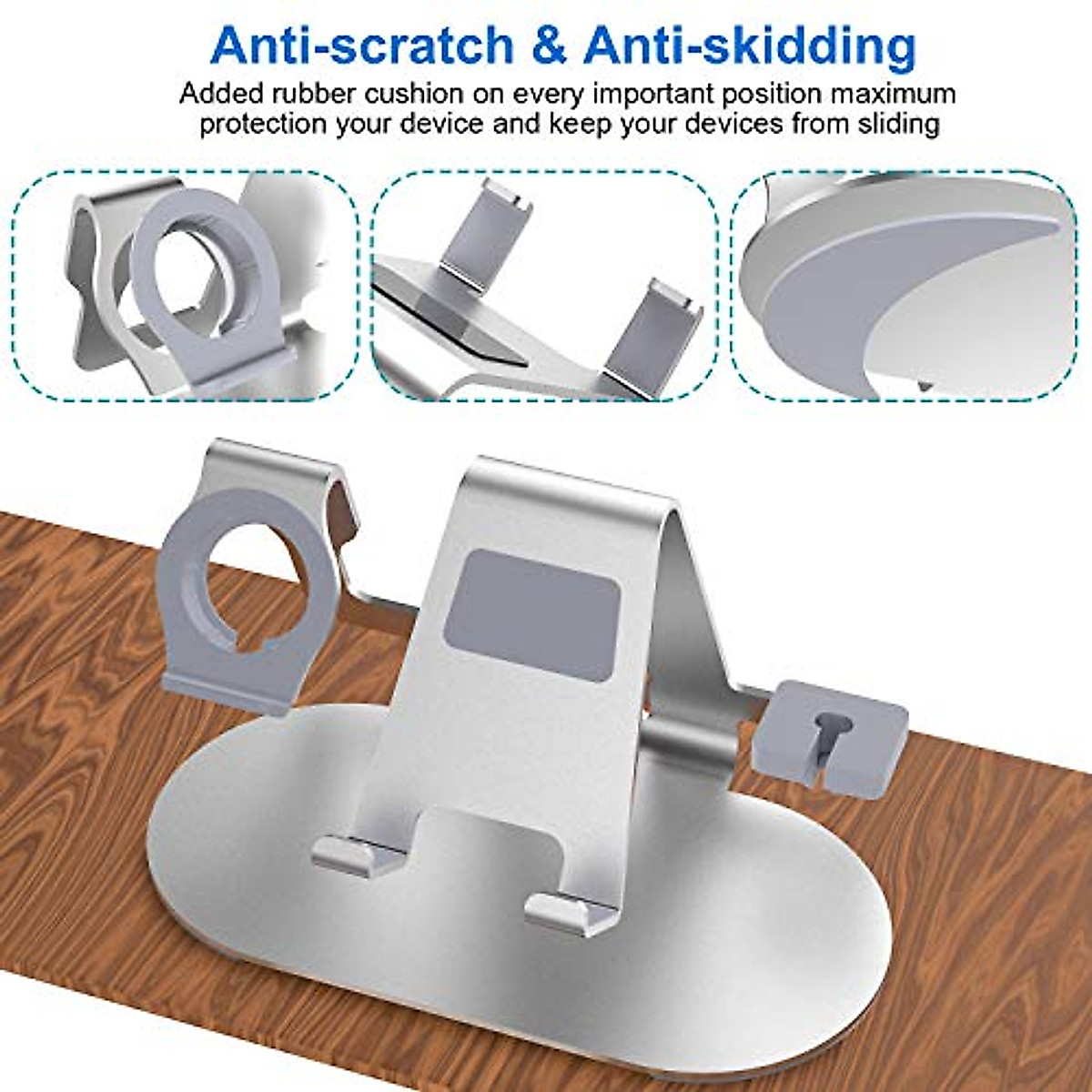 3 in 1 Aluminum Charging Stand for Apple Watch Charger Stand Dock for iWatch Series 8/SE/7/6/5/4/3/2/1, iPad, AirPods Pro/3/2/1 and iPhone Series 14/13/12/11/X/8/7/6/Samsung Series and More