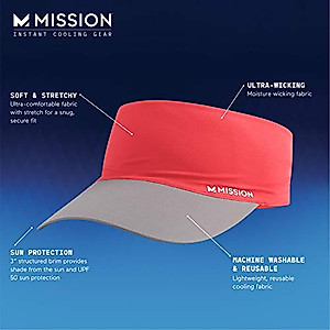 MISSION Cooling Visor, Bright White - Unisex Fit for Men & Women - Lightweight & Durable - Cools Up to 2 Hours - UPF 50 Sun Protection - Machine Washable