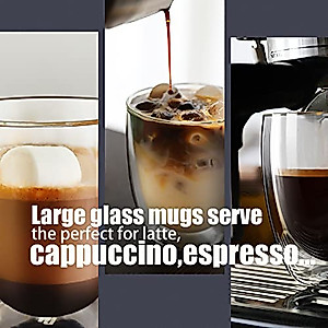 PunPun Large Glass Coffee Mug Set of 2, Clear Mugs Double Walled Coffee Mugs, Iced Coffee Cup, Glass Mugs for Hot Beverages,Premium Glasses Set, Each 500ml (17OZ./Set of 2)