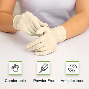 FifthPulse Medical Examination Latex Gloves X Small - 50 Count - Powder Free - Extra Thick 4.5 Mil - Natural Color - Non Sterile Disposable Gloves