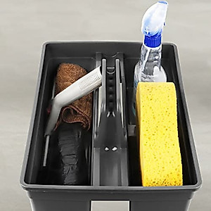 Cabilock Toolbox Storage Basket Cleaning Products Divided Cleaning Utility Tool Tote Carrier Basket with Handles for Cleaning Supplies Spray Bottles Water Bottles Portable Rectangular Plastic Baskets