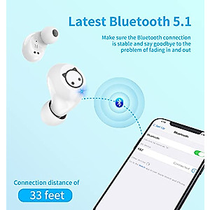 Togetface Kids Wireless Earbuds for Small Ears - Panda Bluetooth Headphones - with Mic and Noise Cancelling, is The Best Christmas, Halloween and Birthday Gift for Kids, Friends, Family and Adults.