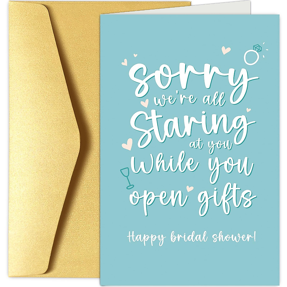 Chenive Funny Bridal Shower Card for Bride To Be, Happy Bridal Shower Card for Friend Bestie Sister, Sorry We're All Staring At You While You Open Gifts