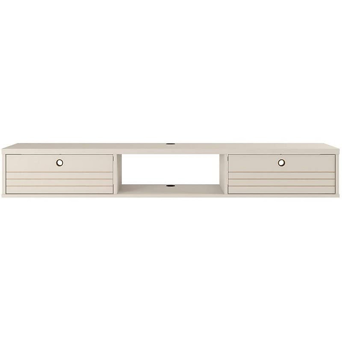 Manhattan Comfort Liberty Modern Home Office Three Shelves Wall Mounted Desk, 62.99", Off White