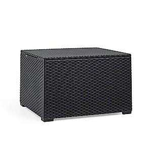 Keter Emma Corfu Coffee Storage Table Modern All Weather Outdoor Patio Garden Backyard Furniture, Grey