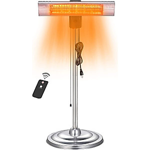 Antarctic Star Infrared Patio Heater, Freestanding Indoor/Outdoor Garden Heater, Adjustable Height & Angle,Remote Control IP65 Rated,Quiet Operation,Energy saving,Quick Heating in 3s, 1500W with ETL