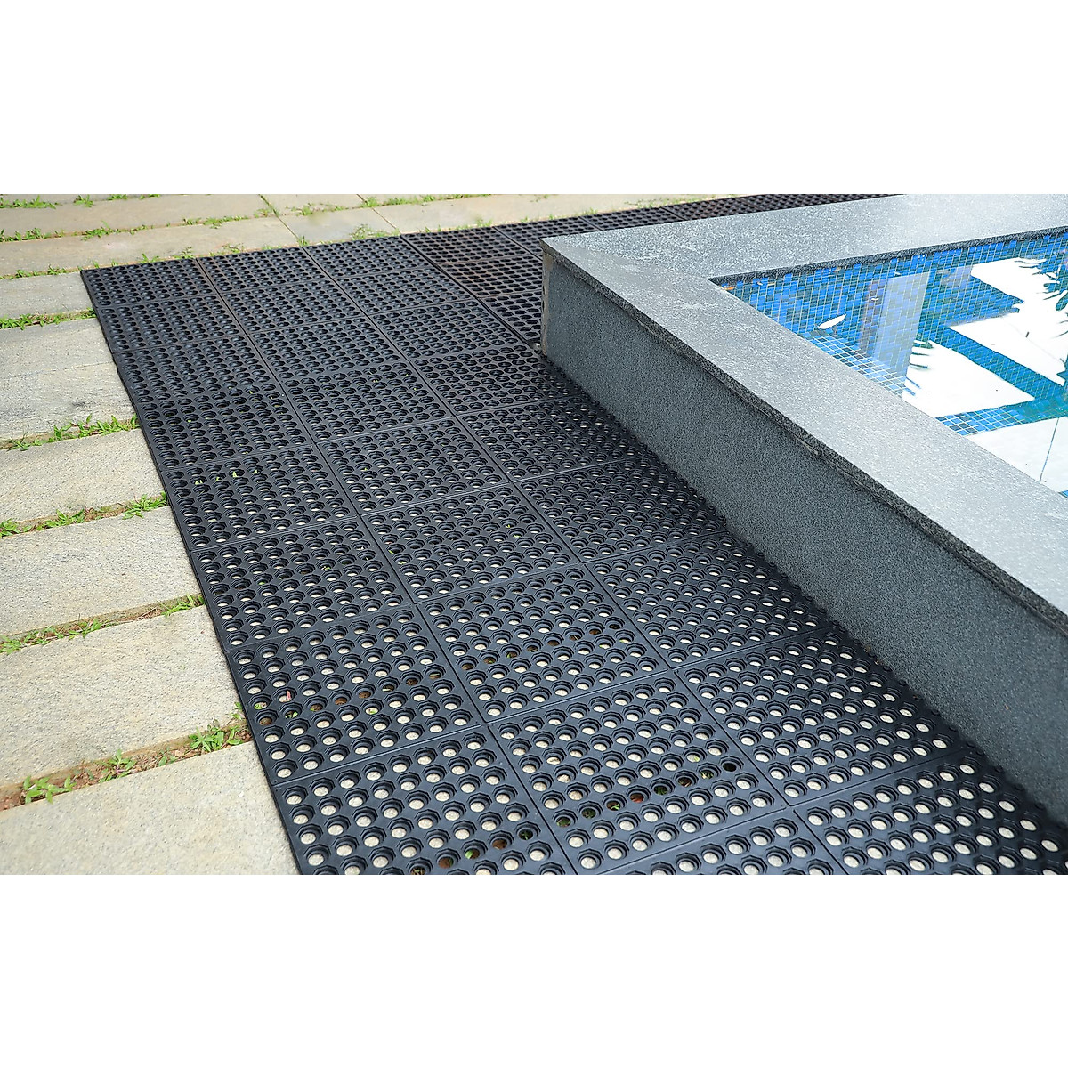 IRONGATE - Anti-Fatigue Drainage Mats - 4 Pack - Rubber - Rugged Sturdy Heavy Duty Commercial Grade - Non Slip Outdoor Indoor Skid Resistant -Restaurant Floor Tile Drain Pool Balcony Yard- 3' x 3'