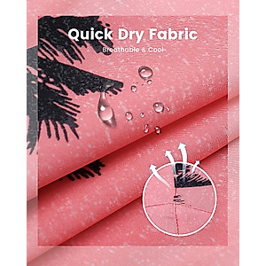 maamgic Mens Swim Trunks with Compression Liner Short Stretch Mens Bathing Suit Quick Dry Swimming Trunks Swimsuit Plamtree Pink Large