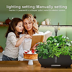 Indoor Garden Hydroponic Growing System, Plant Germination Kit Herb Vegetable Growth System with LED Grow Light, Automatic Timer, Hydroponic Planter Grower Harvest Veggie, Black