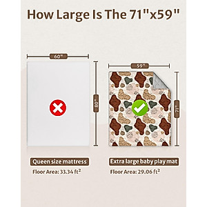 Blissful Diary Baby Play Mats for Floor, 71x59 Inch Extra Thicker & Large Soft Cushioning Foam Playmats for Babies and Toddlers, Foldable Washable Baby Crawling Mat for Playpen, Boho Design