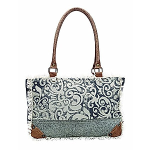 Myra Bag Leaf Swirls Upcycled Canvas Bag S-1151
