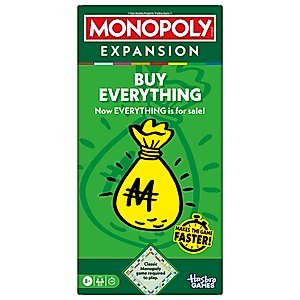 Monopoly Buy Everything Expansion | Add More Fun to Classic Monopoly Game and Play Faster | Ages 8+ | 2-6 Players | 40 Mins. | Family Board Games